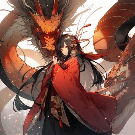 Anime Girl With A Dragon By Amenale On Deviantart