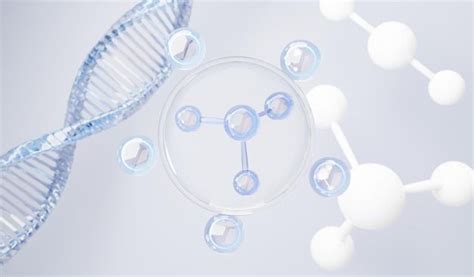측면 세포 또는 분자의 간단한 화학 결합의 3d 렌더링 원자 이온 결합 및 분자의 연결 액체 방울 거품 배경 공유 결합 생화학
