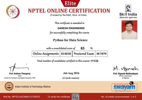 Ganesh Injinware On Linkedin Nptel Swayam Python