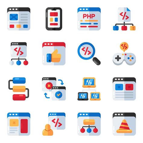 Set Of Coding Flat Icons 42387336 Vector Art At Vecteezy