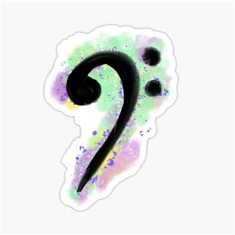 Bass Clef Watercolor Digital Art Sticker By Felizaestrada Redbubble