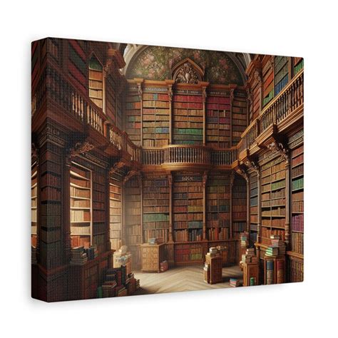 Library Wall Art Canvas Elegant Home Decor Book Lovers T Vintage