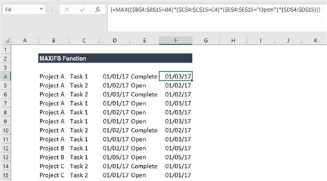 Maxifs Function In Excel Formula Example Sample