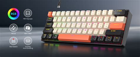 Fogruaden Rgb Wired Percent Keyboard Mechanical Keys Gaming Keyboard Percent With Red