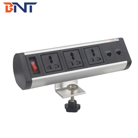 Multimedia Office Power Clamp On Desk Edge Socket With Bracket Desktop Socket For Conference Table