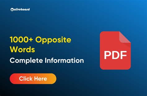 Opposite Words List Handwriting English Documents English Grammar Here