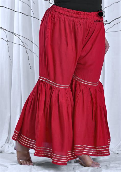 Shop Now Plus Size Red Gota Sharara Adiricha