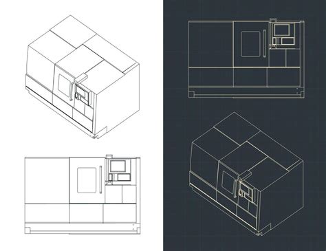 Cnc Turning Milling Machine Blueprints 46331869 Vector Art At Vecteezy