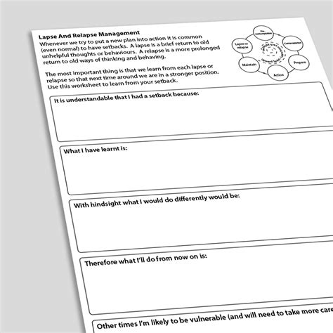 Lapse And Relapse Management Worksheets Library