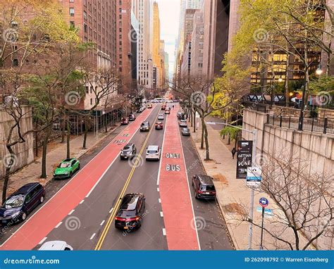 42nd st dedicated bus lanes nyc editorial photography image of