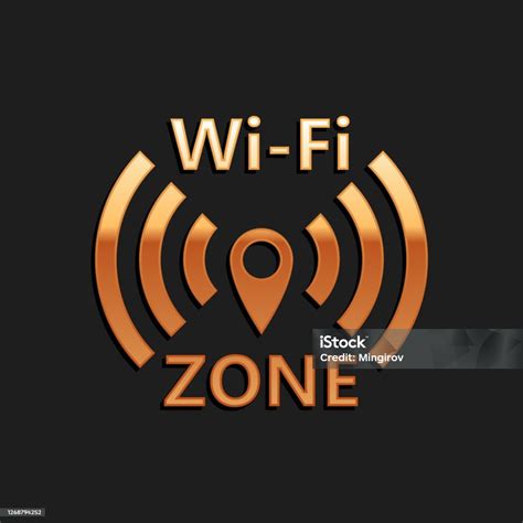 Ikon Simbol Jaringan Internet Nirkabel Wifi Emas Terisolasi Pada Latar