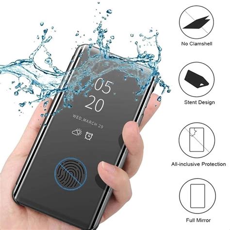 Купить Кожаный чехол с прозрачным зеркалом для телефона Xiaomi Redmi ...