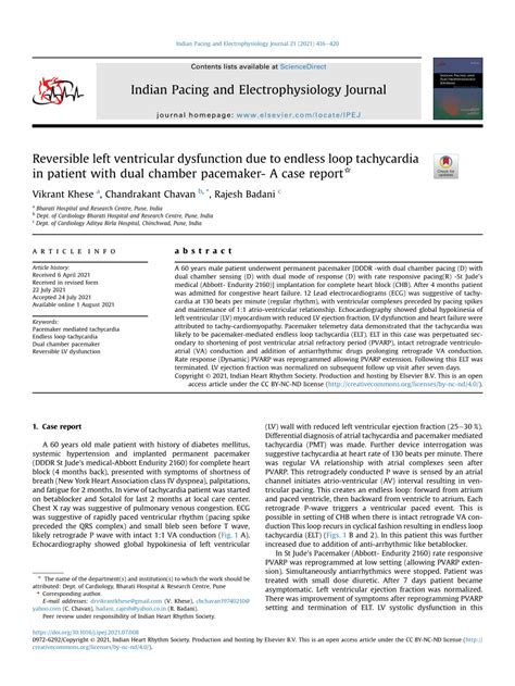 Pdf Reversible Left Ventricular Dysfunction Due To Endless Loop