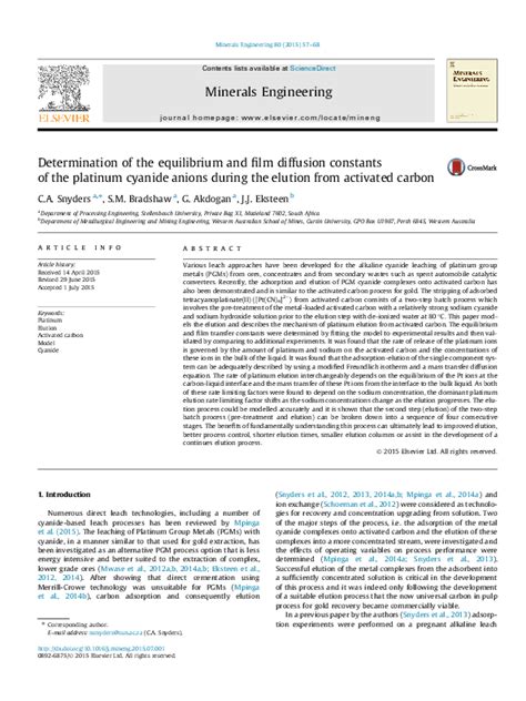 Pdf Determination Of The Equilibrium And Film Diffusion Constants Of