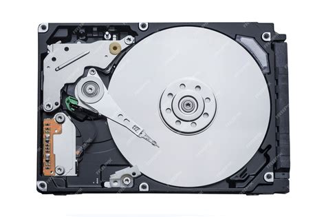흰색 배경에 분리된 하드 드라이브 Hdd 분해도 프리미엄 사진