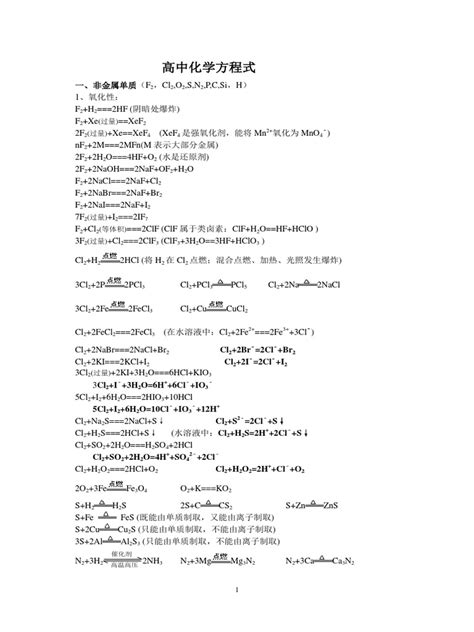 高中化学方程式 Pdf Pdf