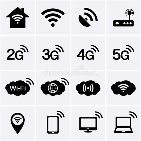 Wireless And Wifi Icons 2G 3G 4G And 5G Technology Symbols Stock