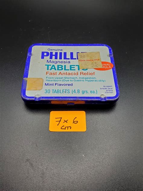 Vintage Medicine Tin Phillips Milk Of Magnesia 30 Tablets Empty Mint Flavored Tins