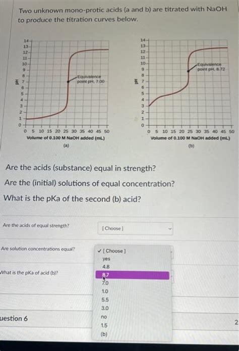 Solved Two Unknown Mono Protic Acids A And B Are Titrated