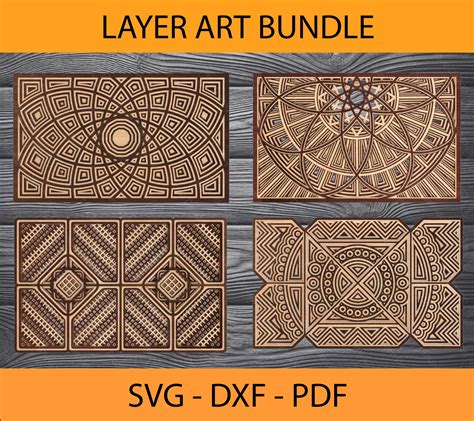 Layered Art Laser Cut Bundle 4 Multilayer Svg Vector Drawing Layers