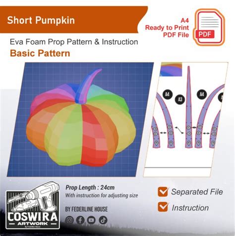 Short Pumpkin Prop Pattern Template Eva Foam Basic Pattern For Cosplay And Diy Builds