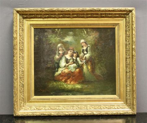 Frédéric Borgella Young Girls Celebrating Spring Late s Oil on Canvas for sale at Pamono