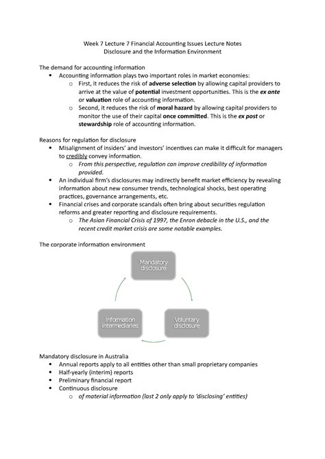 Week 7 Lecture 7 Financial Accounting Issues Lecture Notes Week 7