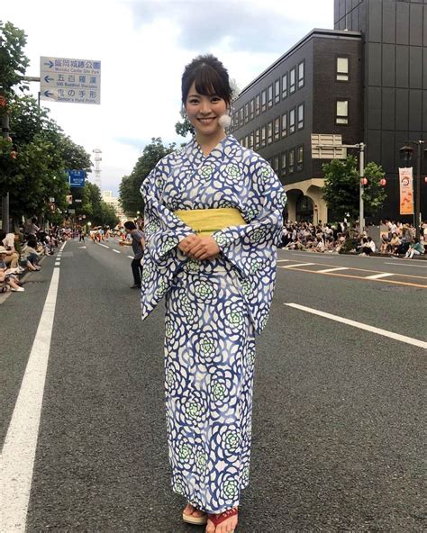 三宅絹紗さんのインスタグラム写真 三宅絹紗instagram「さんさ踊り初中継😳💖 先日夕方のニュースで盛岡さんさ踊り初日の様子を