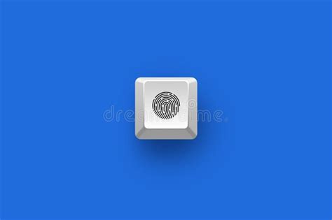 Keyboard Key With Fingerprint Symbol On Blue Stock Illustration