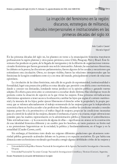 Pdf La Irrupción Del Feminismo En La Región Discursos Estrategias