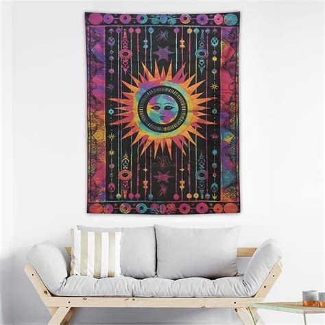 Onetech Dimond Burning Sun Moon Stars Psychedelic Tie Dye Mandala
