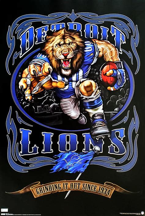 Detroit Lions Grinding It Out Since 1934 Nfl Theme Art Poster