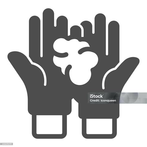 고무 장갑 손 원시 점토 조각 고체 아이콘 도자기 만들기 개념 벡터 그래픽입니다 손에 찰흙은 흰색 배경에 표시 모바일 또는 웹 디자인을위한 글리프 스타일 아이콘입니다 검은