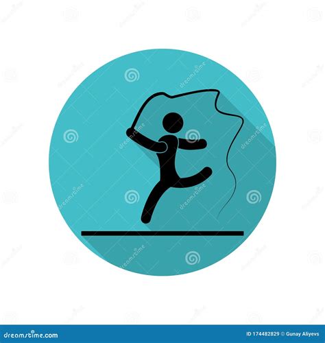 Gymnastics With Ribbon Long Shadow Icon Simple Glyph Flat Vector Of