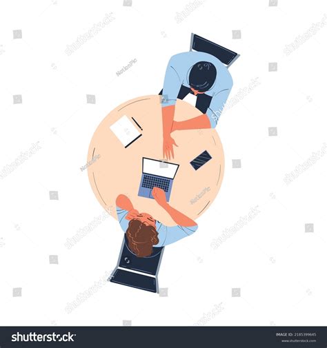 Teamwork Office Worker Brainstorming Round Table Stock Vector Royalty Free 2185399645