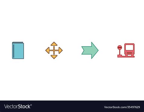 Set Book Pixel Arrows In Four Directions Arrow Vector Image