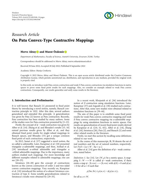 Pdf On Pata Convex Type Contractive Mappings