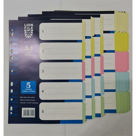 Paper Index Divider 5 Colour 10setspkt Shopee Malaysia