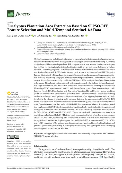 pdf eucalyptus plantation area extraction based on slpso rfe feature