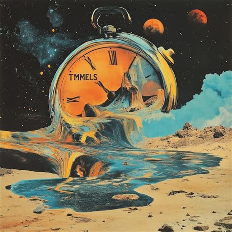 Surreal Clock Melting In A Cosmic Landscape Premium Ai Generated Image