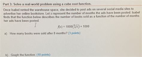 Solved Solve A Real World Problem Using A Cube Root Function Once