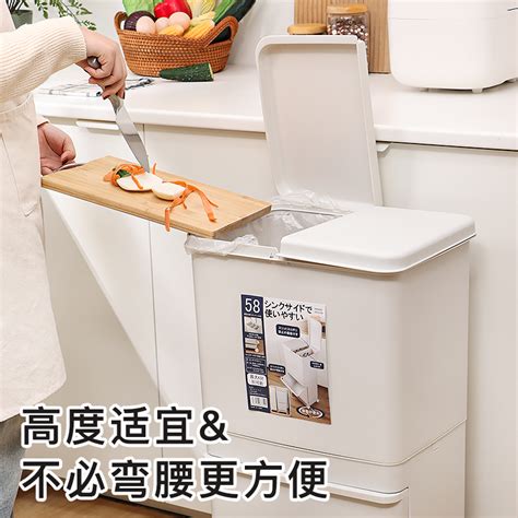 清仓日本厨房垃圾桶家用客厅带盖大容量双层厨余垃圾桶