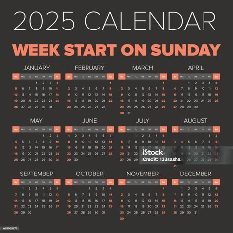 ปฏิทินปี 2568 อย่างง่าย ภาพประกอบสต็อก ดาวน์โหลดรูปภาพตอนนี้ 2025