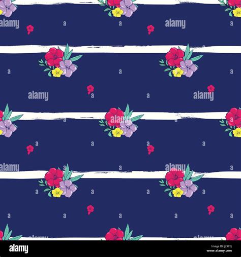 Vector Seamless Pattern Diagonal Rows Of Exotic Flowers On A White