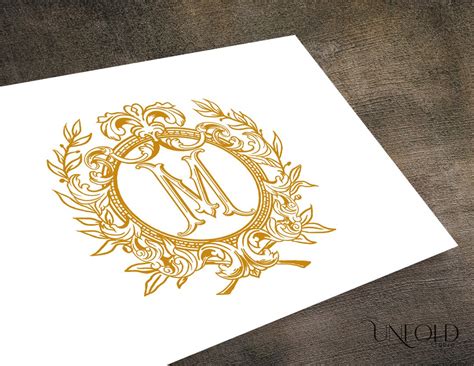 M Single Monogram Initial Name Initials With Elaborate Border Wedding