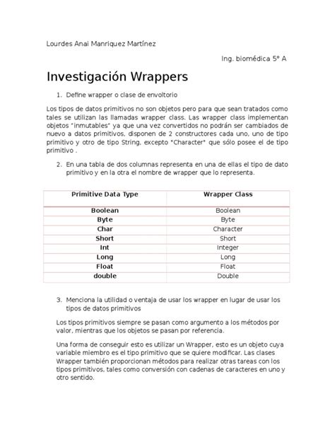 Wrappers Pdf Java Lenguaje De Programación Tipo De Datos