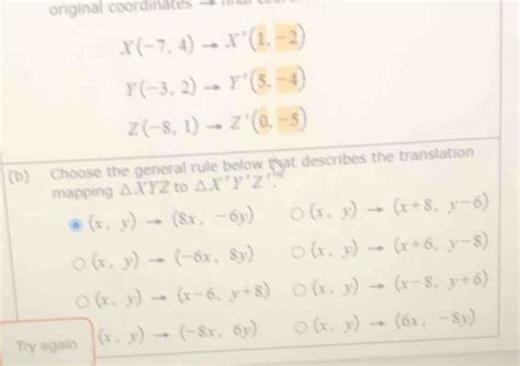 Solved Original Coordinates I X 7 4 To X 1 2 Y 3 2 To Y 5 4 Z 8 1 To Z 0 5 B