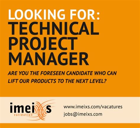 Vacature Technical Project Manager Pdf Careers