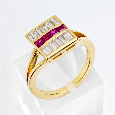 Square Ruby And Diamond Ring Mourne Antiques And Jewellery
