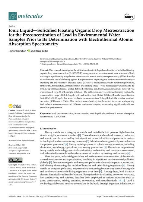 Pdf Ionic Liquid—solidified Floating Organic Drop Microextraction For The Preconcentration Of